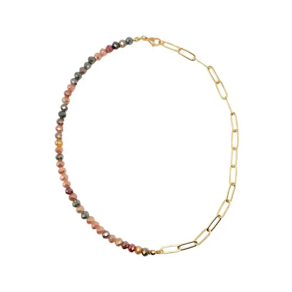 URBANE JEWELRY STUDIO Earth Stone Chain Necklace - Gold