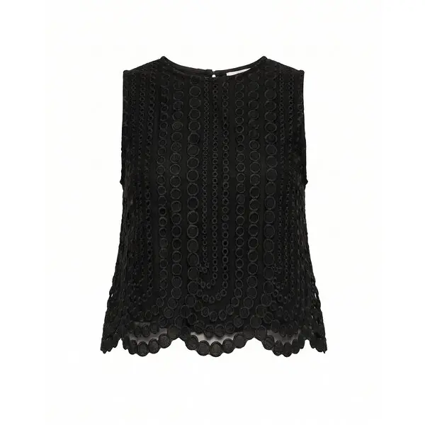 TANTRA SPAIN SL Lace Top With Circle Detailing And A Round Neckline - Black