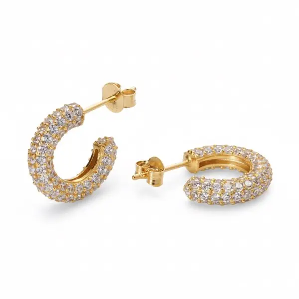 CC JOY STUDIO Celeste Pavé Vermeil Huggies - Gold