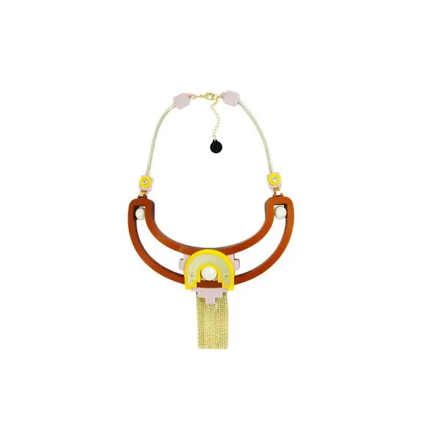 GISSA BICALHO Handmade Acrylic Necklace Tikal - Brown
