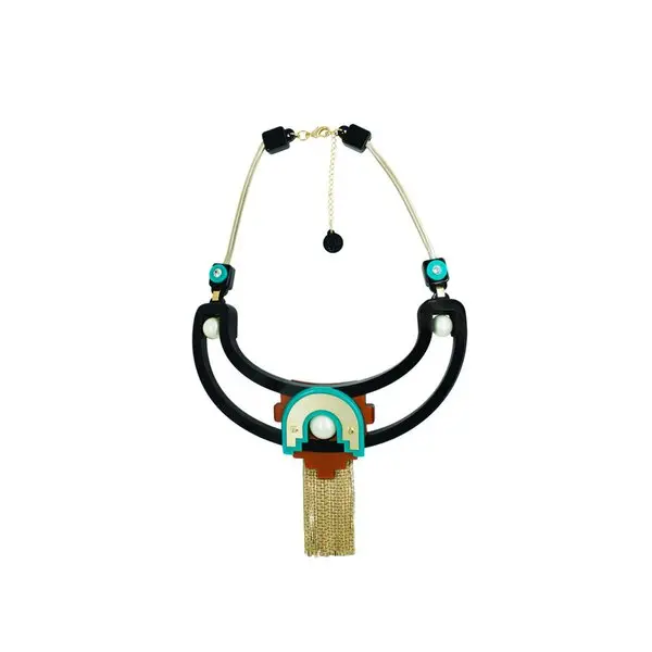 GISSA BICALHO Handmade Acrylic Necklace Tikal - Green