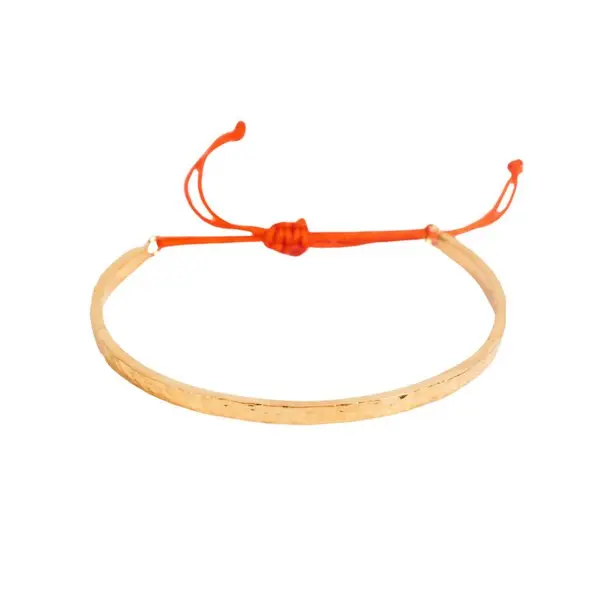 LES REINES Reddish Elegance Hammered Bracelet 24k Gold Plated - Orange