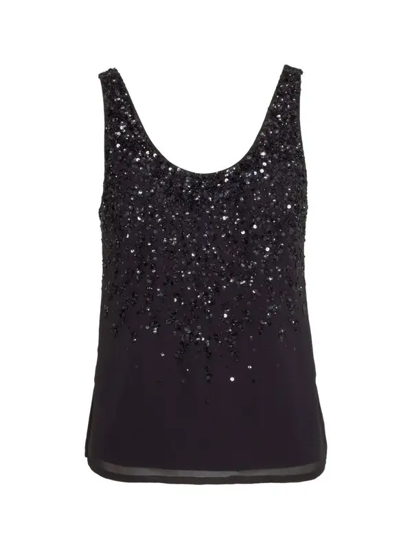 ROSE & NANCY Selene Sequin Vest - Black