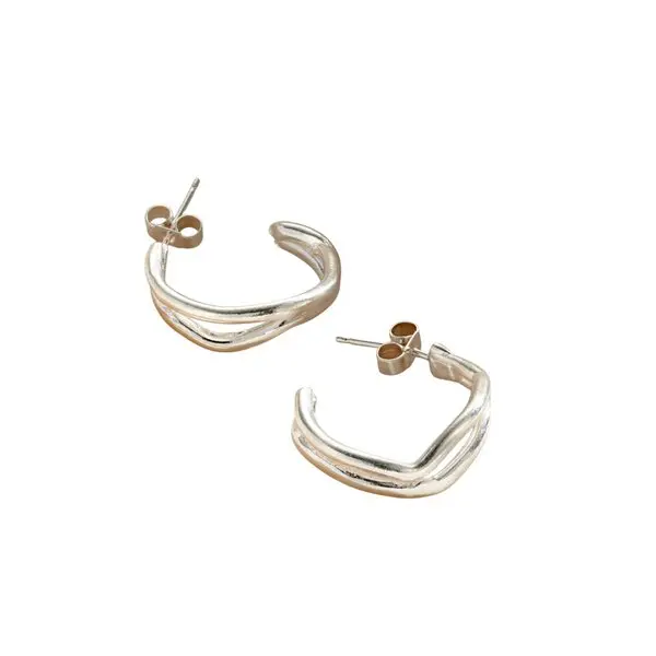 POSH TOTTY DESIGNS Delta Open Hoop Earrings In Sterling With Optional Plating - Silver