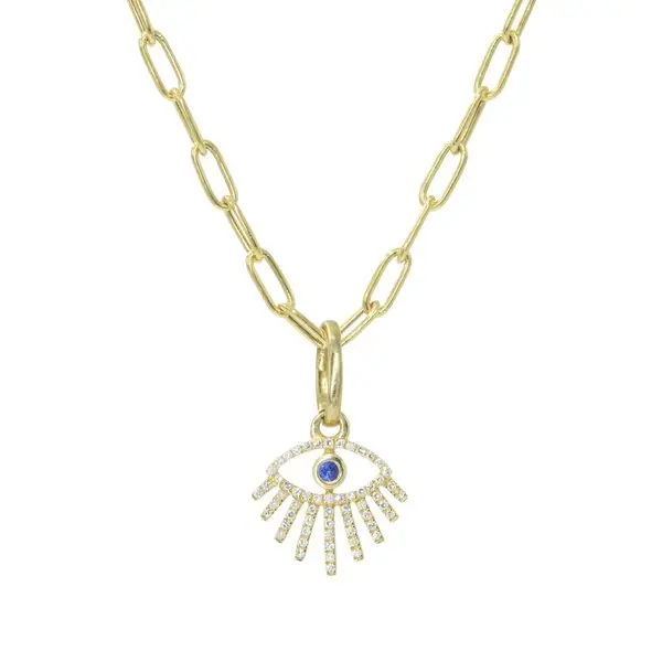 KAMARIA Diamond Evil Eye Necklace With Rays - Gold