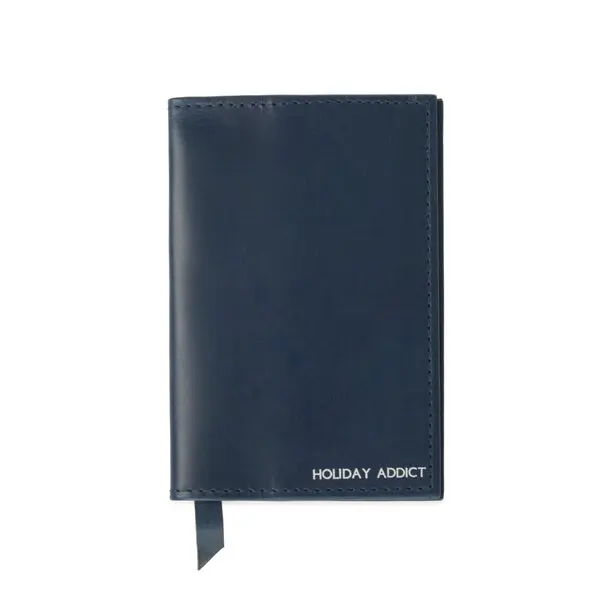 VIDA VIDA Classic Navy Leather Passport Cover - Blue