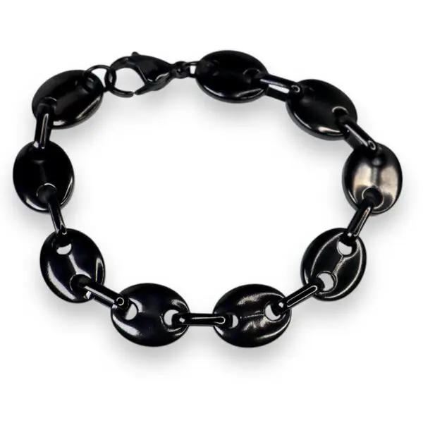JAGGED HALO JEWELRY Mariner Link Bracelet In Rhodium - Black