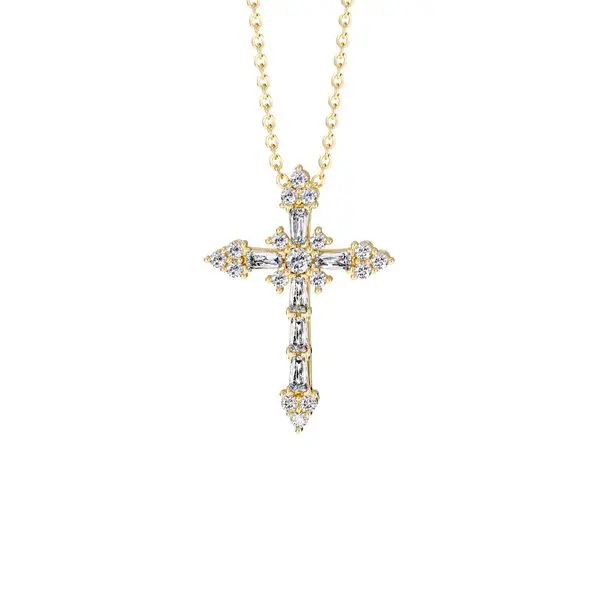 VANIMY Byzantine Faith Cross Pendant Necklace - Gold