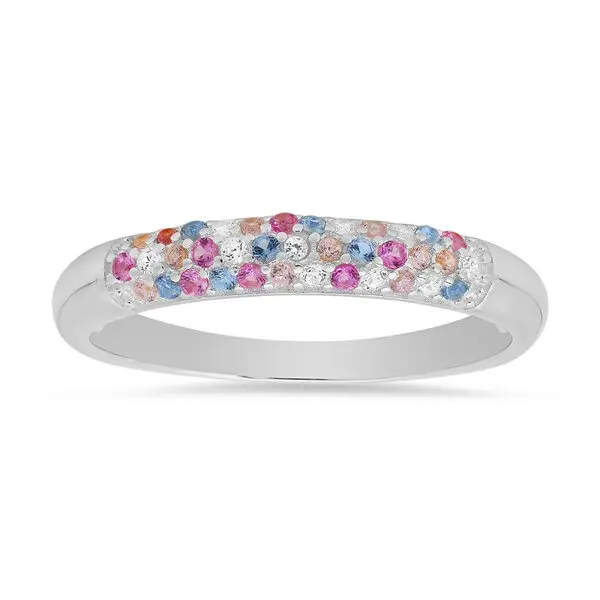 KYLIE HARPER Sterling Petite Pastel Multi-color Pave Band Ring - Silver