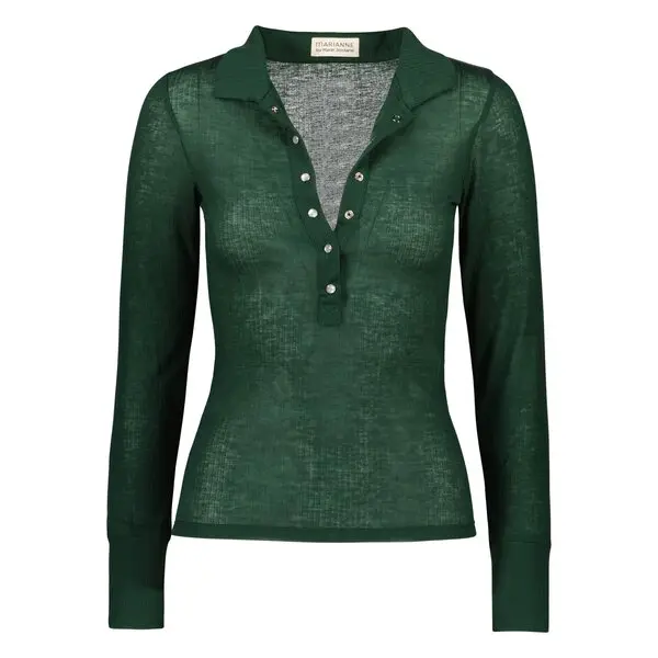 MARIANNE BY MARIE JORDANE Britney Polo Neck Sweater - Green