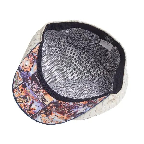DASMARCA HATS Neutrals Lloyd Stripe Peaked Summer Italian Linen Bakerboy Newsboy Cap Ivory - White