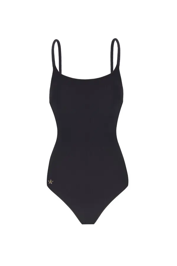 YORSTRULY Xoxo Swimsuit Onepiece Swimsuit With Ribbed Fabric - Black