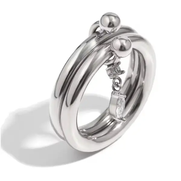 OLIVIA LE Stacked Jewel Ring - Silver