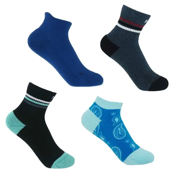 PEPER HAROW - MADE IN ENGLAND S Organic Trainer Socks Bundle – Black - Blue