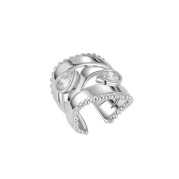 RETRO CHIC White Sun Ring - Silver