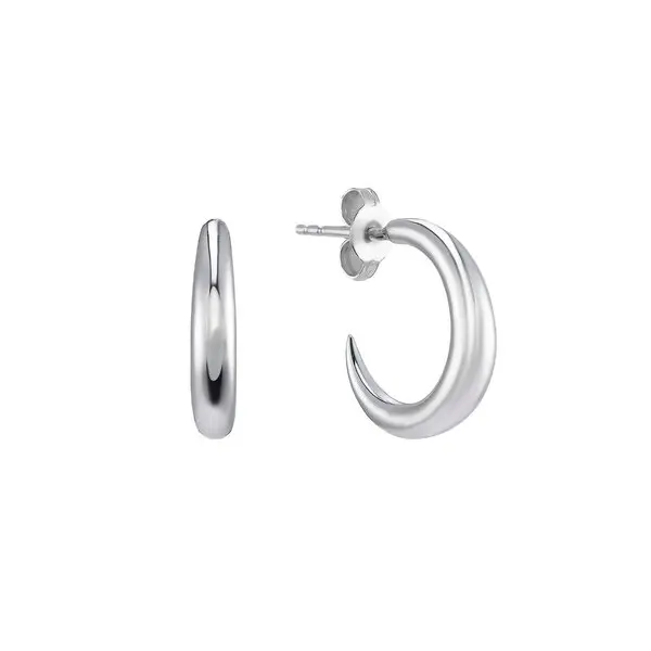 AUREE JEWELLERY Alta Crescent Shaped Hoop Earrings - Silver