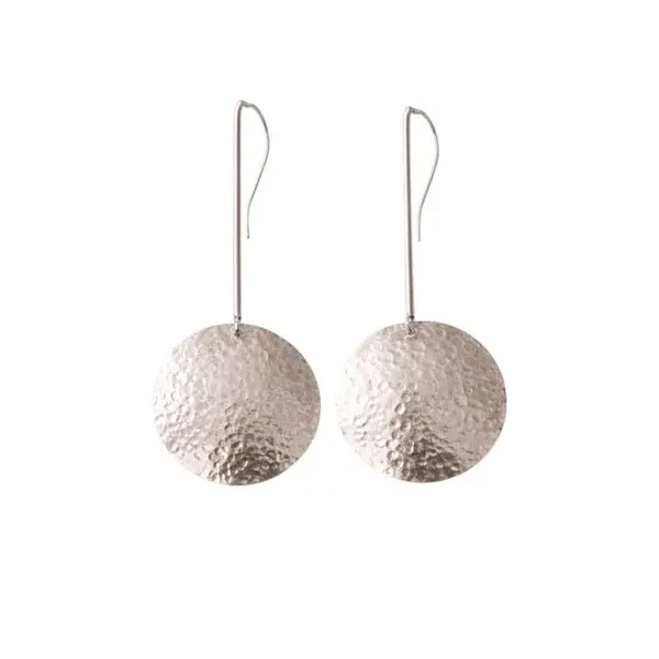 ORIAKU STUDIO Koba Earrings Plated Hammered Design Handcrafted In Senegal West Africa - Silver