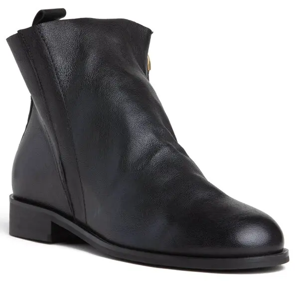 BEAUTIISOLES BY ROBYN SHREIBER Renata Leather Chelsea Flat Ankle Bootie - Black