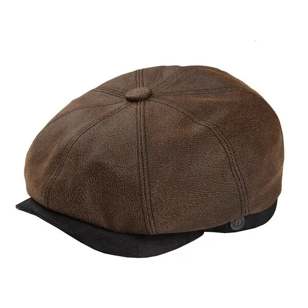 DASMARCA HATS Oliver Rust Leather Bakerboy Newsboy Peaky Cap For - Brown