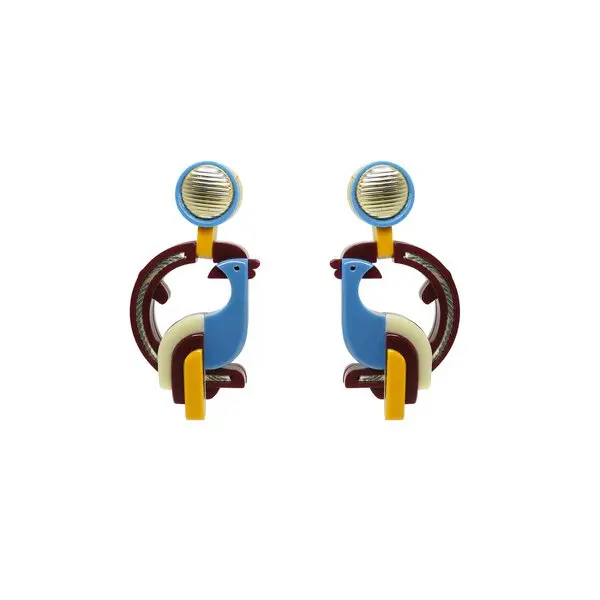 GISSA BICALHO Handmade Acrylic Earring Quetzal / Hortensia - Blue