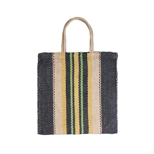 KORISSA Dora Jute Tote Bag Multi Navy - Blue