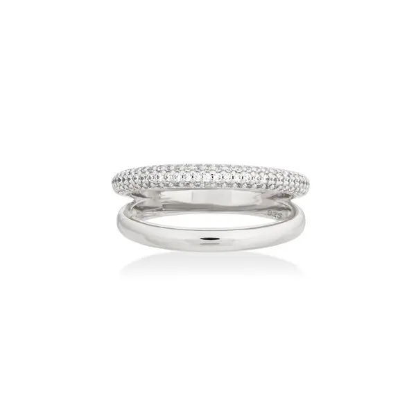 SHABELLA NYC Thin Pave Dual Ring - Silver