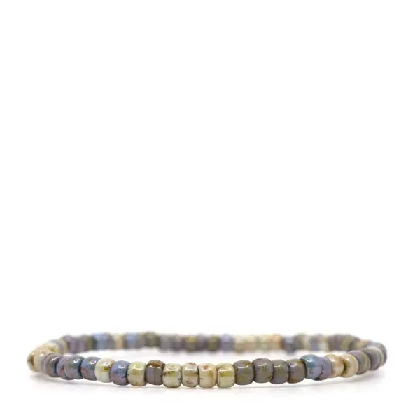 Shar Oke Grey, Blue & Brown Czech Picasso Bracelet - Green
