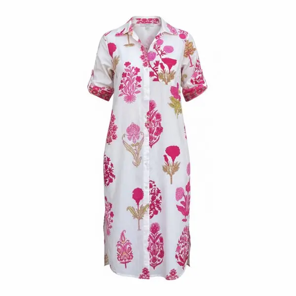 MARY MARSHMALLOW Vacay Dress Floral Block Print - Pink