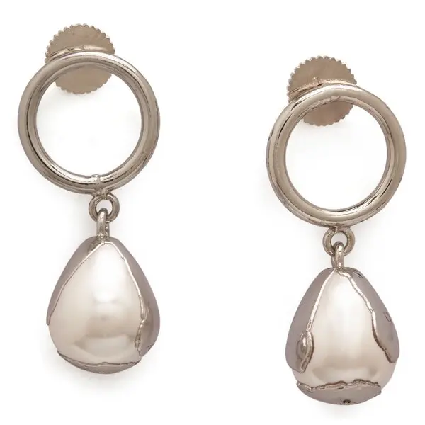 DHWANI BANSAL Luludrop Earrings With Baroque Pearls - Silver