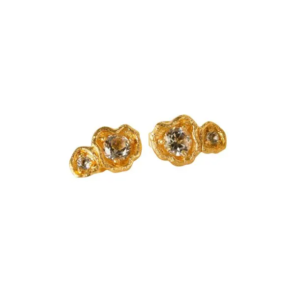 CLAIRE HILL DESIGNS White Topaz Climber Stud Earrings - Gold
