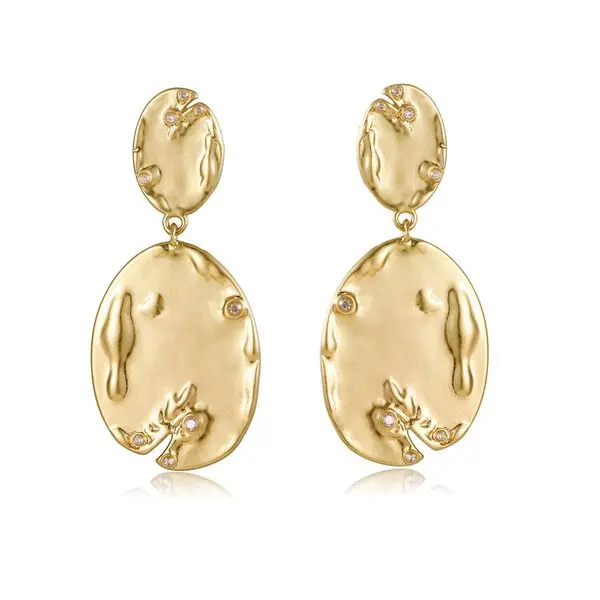 RARE MATTERS JEWELRY Organic Oval Drops Earrings - Gold