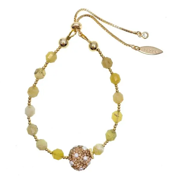 FARRA Yellow Opal With Rhinestone Bracelet