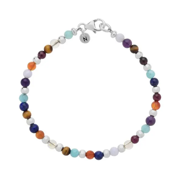 NELLOU JEWELLERY Multi Gemstone Bracelet Sterling Silver - Gray