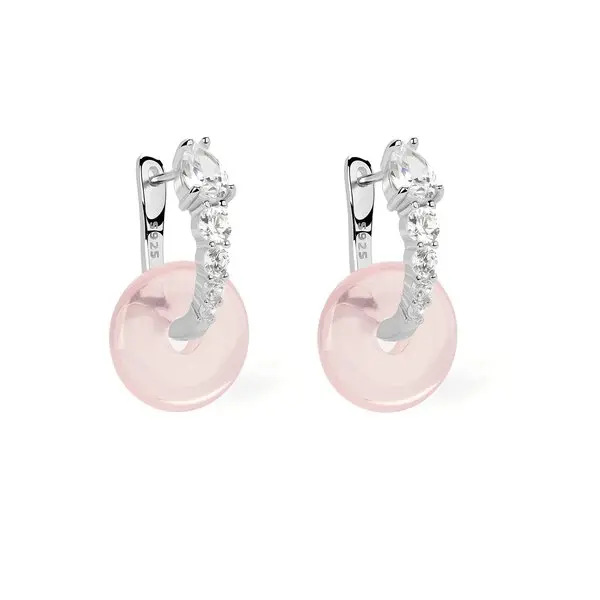 FREQNC ATELIER Ouroboros Earrings Rose Quartz Heart Chakra - Pink