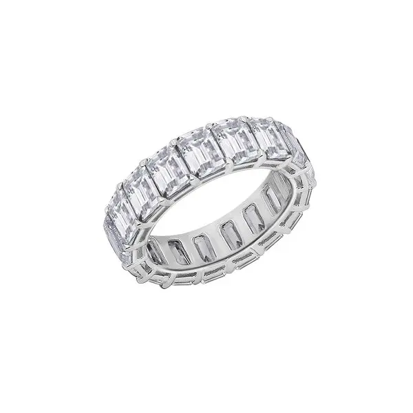 DIAMONBLISS Marilyn Monroe Emerald Cut Eternity Ring, Platinum - White