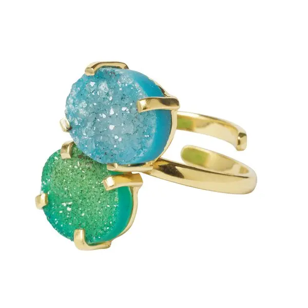 YAA YAA LONDON Green / Blue Colour Pop Lux Adjustable Ring Blue/light Green - Green/blue