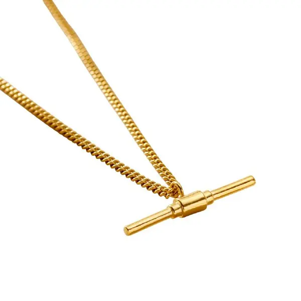 POSH TOTTY DESIGNS Yellow Plated T Bar Necklace With Curb Chain - Gold