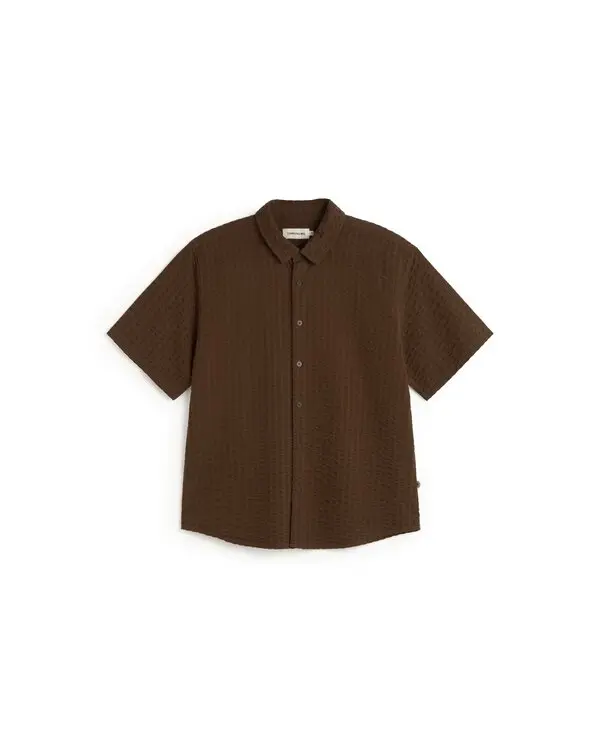 THINKING MU Tom Seersucker Shirt - Brown