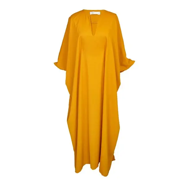 JENNAFER GRACE Talitha Cinched Waist Caftan In Saffron Sands - Orange
