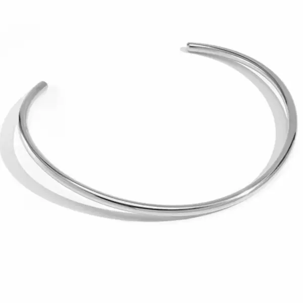 JAGGED HALO JEWELRY Halo Collar Rhodium Plated Stainless Steel - Silver