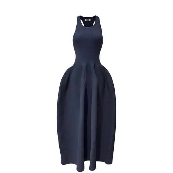 LONDON ATELIER BYPRODUCT Navy Knitted Maxi Dress - Blue