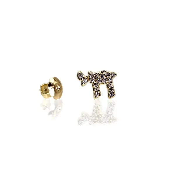 VICSTONENYC FINE JEWELRY Diamond Chai Earrings One Pc - Gold