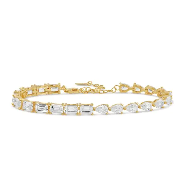 SHYMI Half Emerald Half Pear Tennis Bracelet - Gold