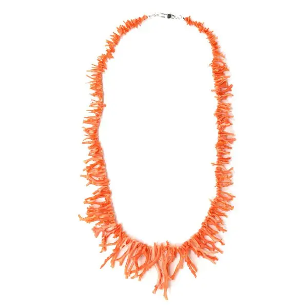 Shar Oke Orange / Silver Mediterranean Orange Coral & Sterling Silver Necklace - Orange/silver