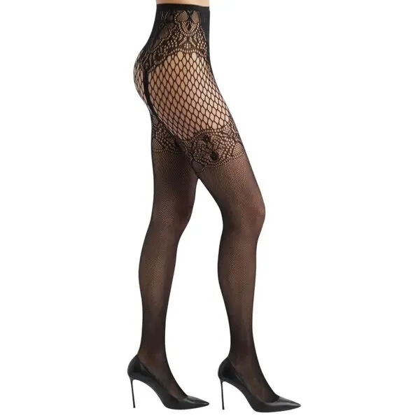 HIGH HEEL JUNGLE BY KATHRYN EISMAN Suspend Reality Mesh Tights - Black