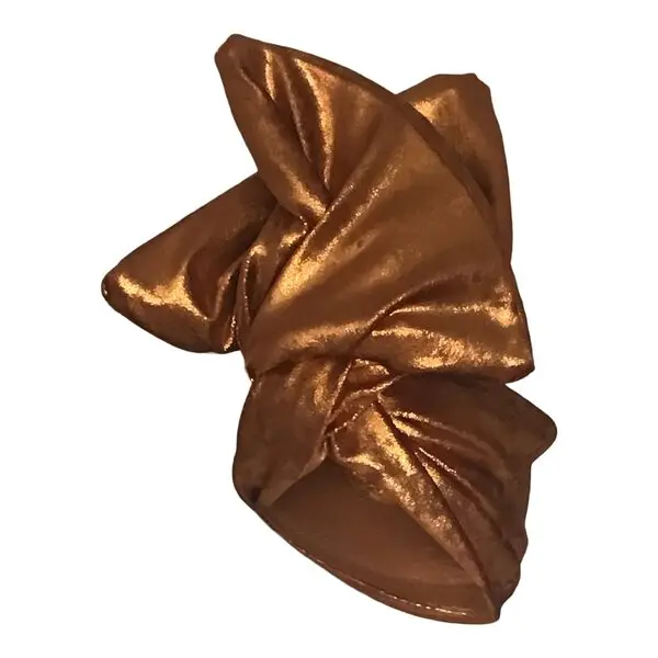 ROMER MILLINERY Twisturban Headwrap In Hammered Copper Metallic Velvet - Gold/red