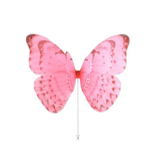 Oana Savu Pink / Silver Versatile Large Pink Silk Butterfly Brooch Pin With Silver Pin - Pink/silver