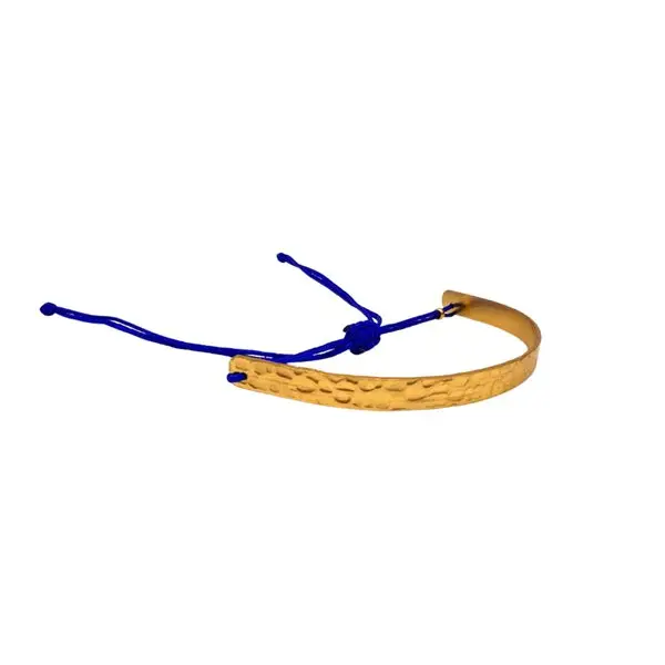 LES REINES Nocturne Elegance Hammered Bracelet 24k Gold Plated - Blue