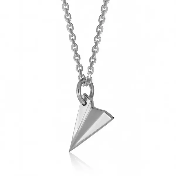 CARTOGRAPHY The Long Goodbye Paper Airplane Necklace In Sterling - Silver