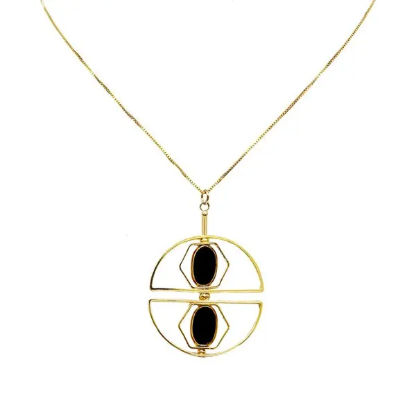 ARACHELI STUDIO Vintage German Glass Beads Art Deco Necklace - Black